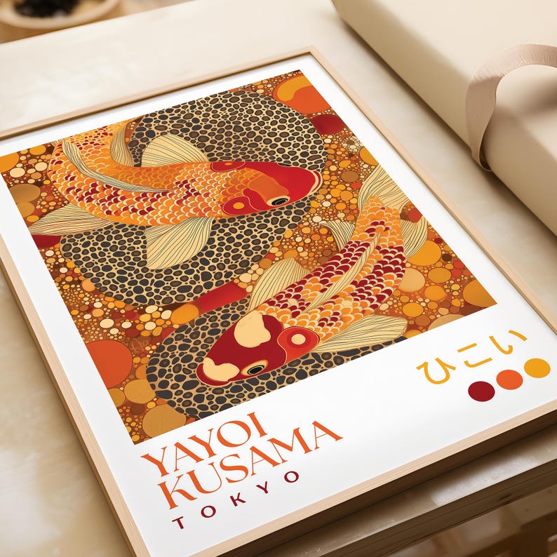 Yayoi Kusama Inspired Koi Fish Print: Modern Japanese Art - Etsy