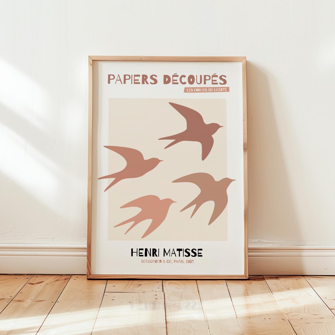 Matisse Flying Bird Poster - Pink Cut Out Print, Living Room Wall Art ...