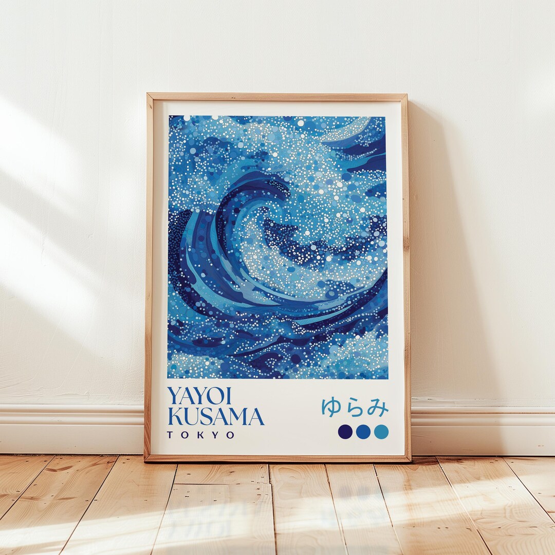 Yayoi Kusama Abstract Wave Poster - Light Blue Prints - Japanese Wall ...
