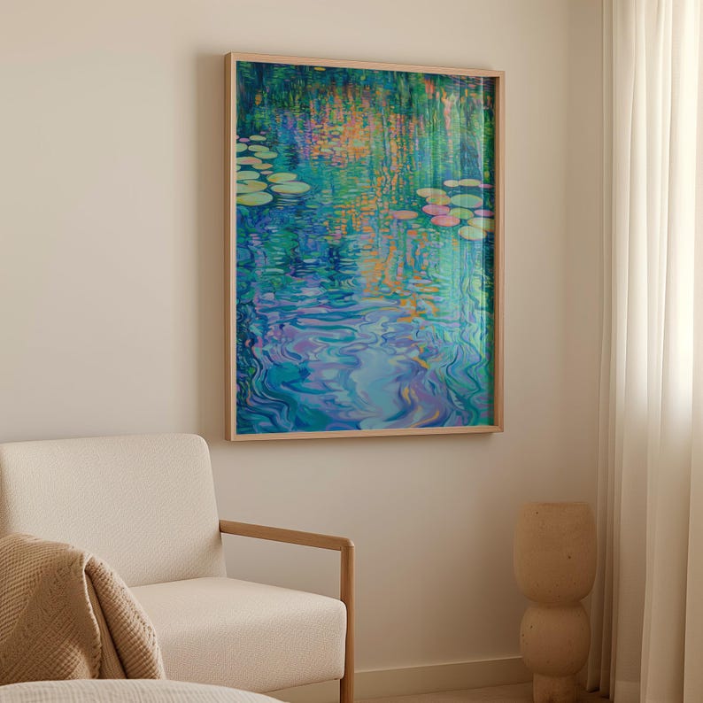 Claude Monet Water Reflection Poster: Colourful Wall Art, Abstract ...