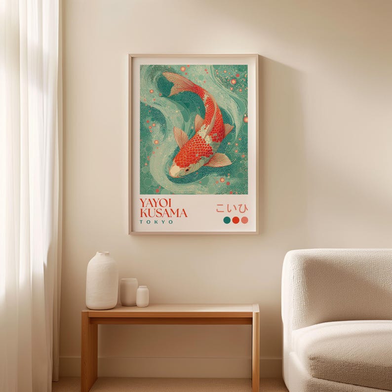 Impresión de peces koi de Yayoi Kusama – Arte abstracto japonés - Etsy ...