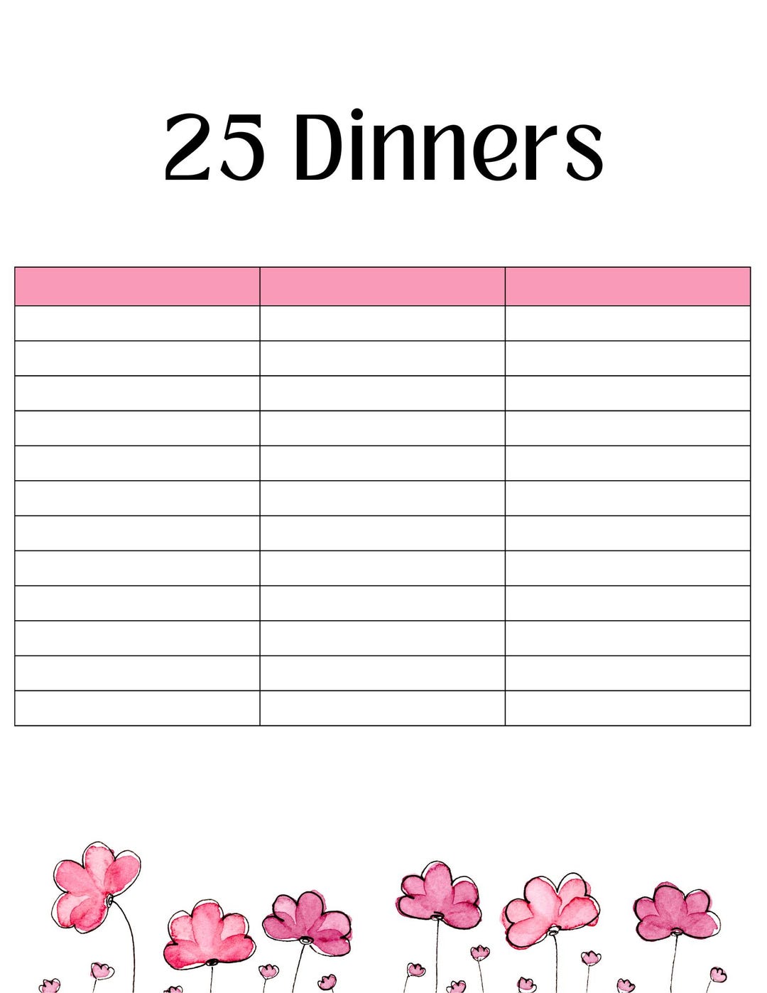 Monthly Dinner Menu Planning - Etsy