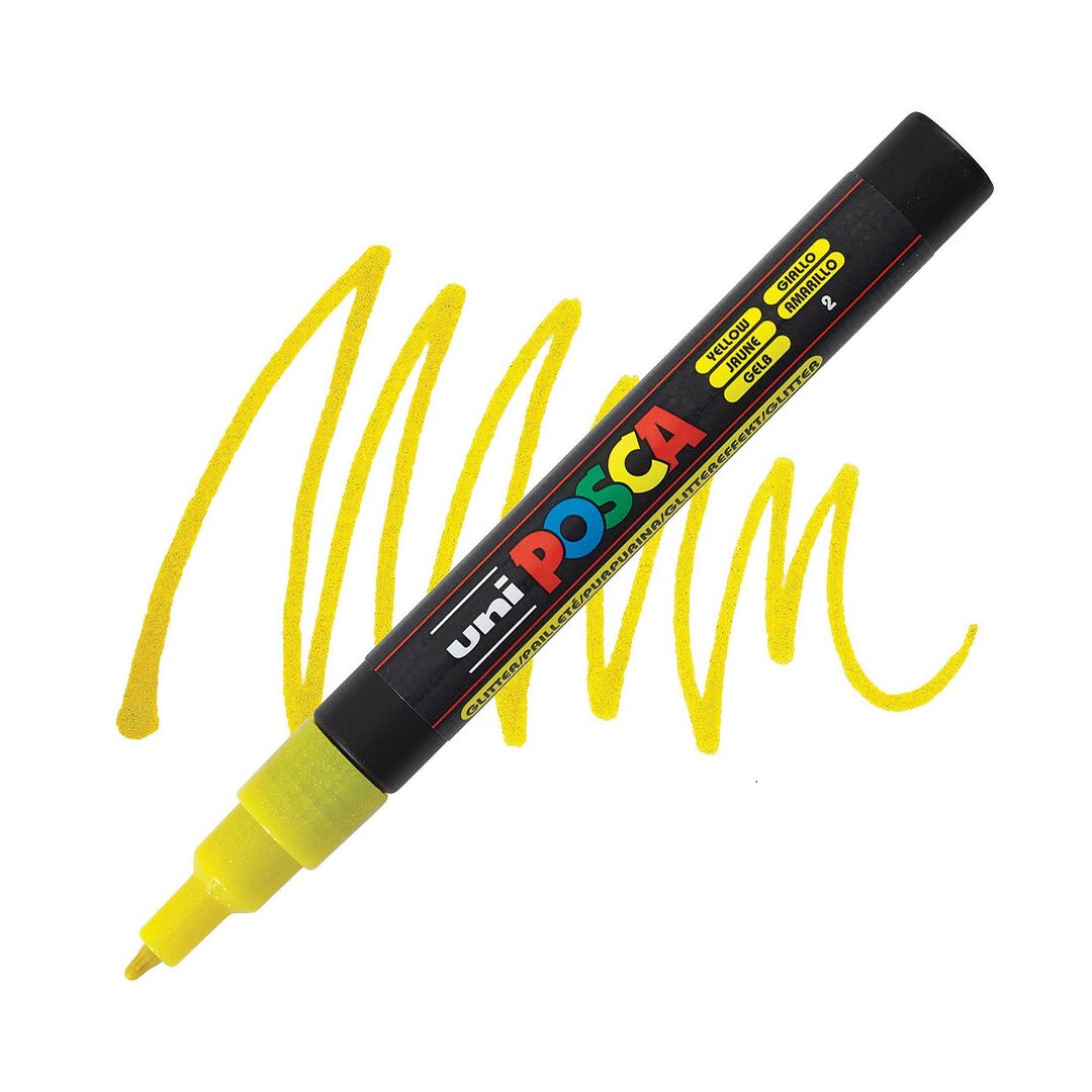Posca Markers, Paint Marker, Glitter Yellow Paint, 3M Fine Tip, Opaque ...