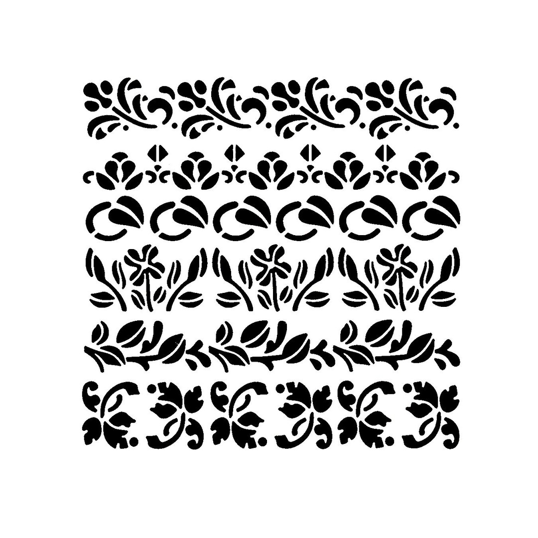 Really Great Stencils, Floral Borders 1 Stencil, 6" X 6", Background ...