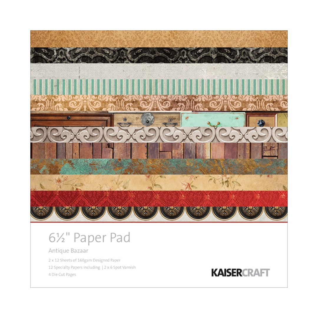 Kaisercraft, Antique Bazaar, Paper Pad 6.5", Vintage Cardstock ...