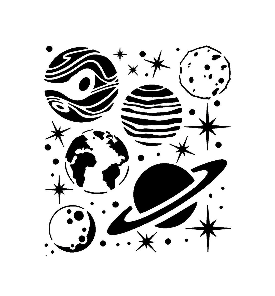 Really Great Stencils, Outer Space 1 Stencil, 5.75" X 6.75", Background, Layering, Reusable ...