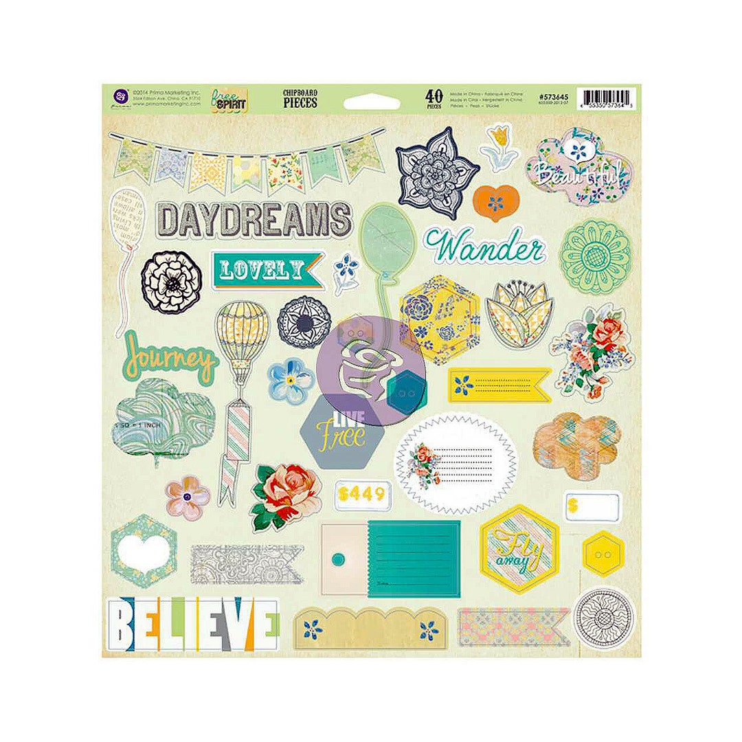 Prima, Free Spirit, Chipboard Embellishments, Chipboard Stickers, Hot ...