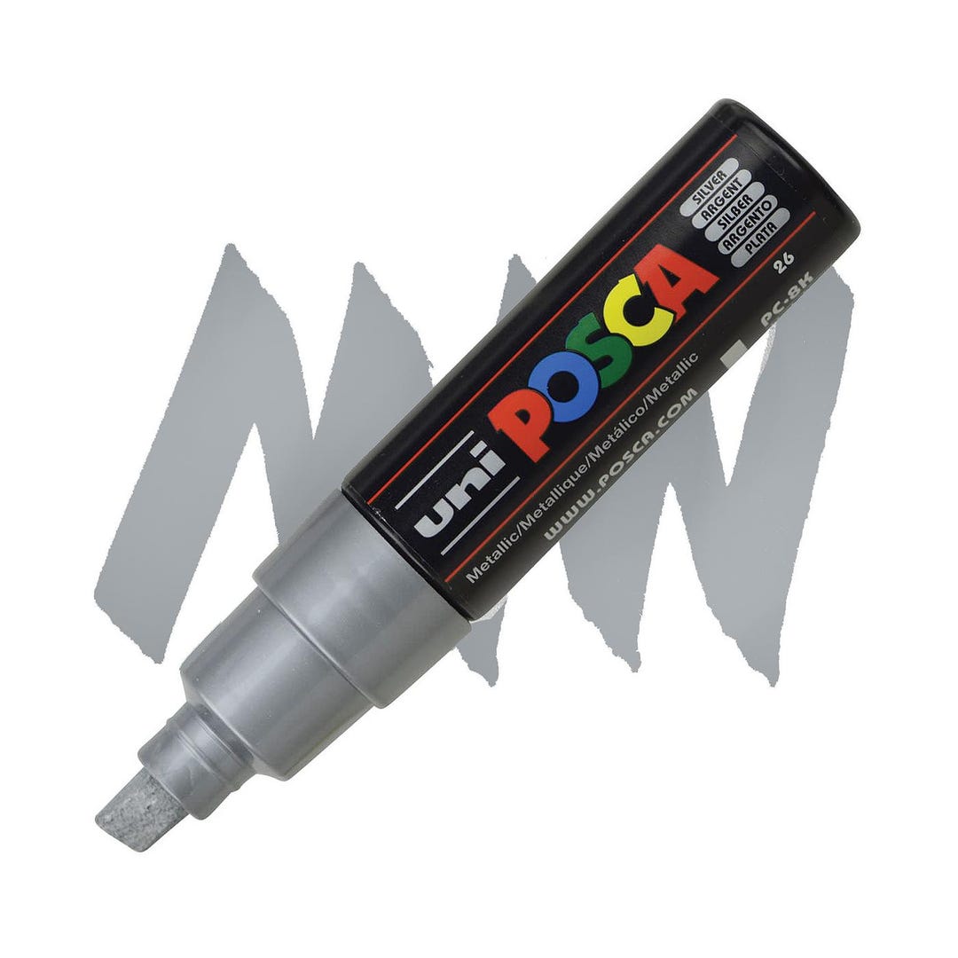 Posca Markers, Paint Marker, Silver Paint, 8K, Broad Tip, Opaque Ink ...