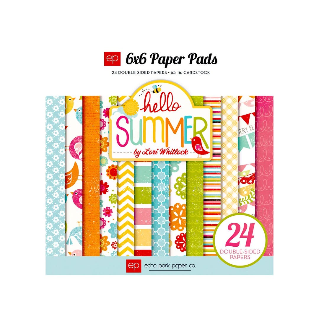 Echo Park, Hello Summer, 6" Paper Pad, Happy Cardstock, Flowers, Stripe ...