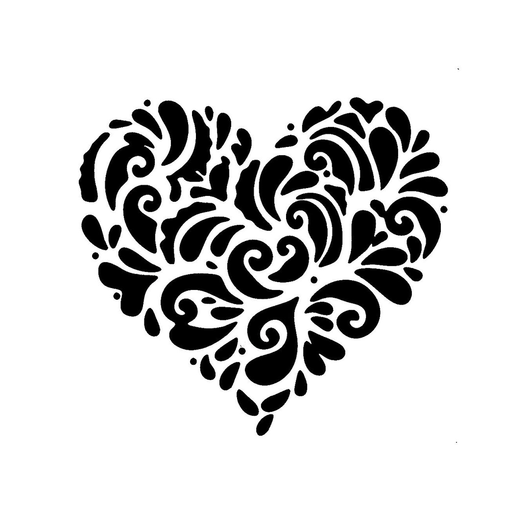 Really Great Stencils, Flourish Heart Stencil, 6x6", Valentines, Card ...