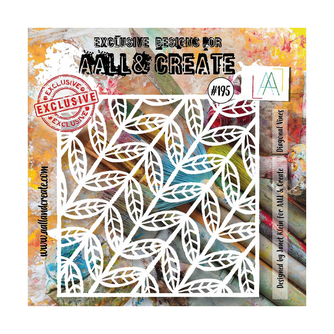 AALL, Stencil 6", Leaves Stencil, Diagonal Vines, Leaf Pattern ...