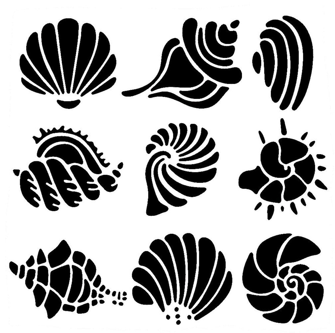 Really Great Stencils, Seashells 1 Stencil, 7x7