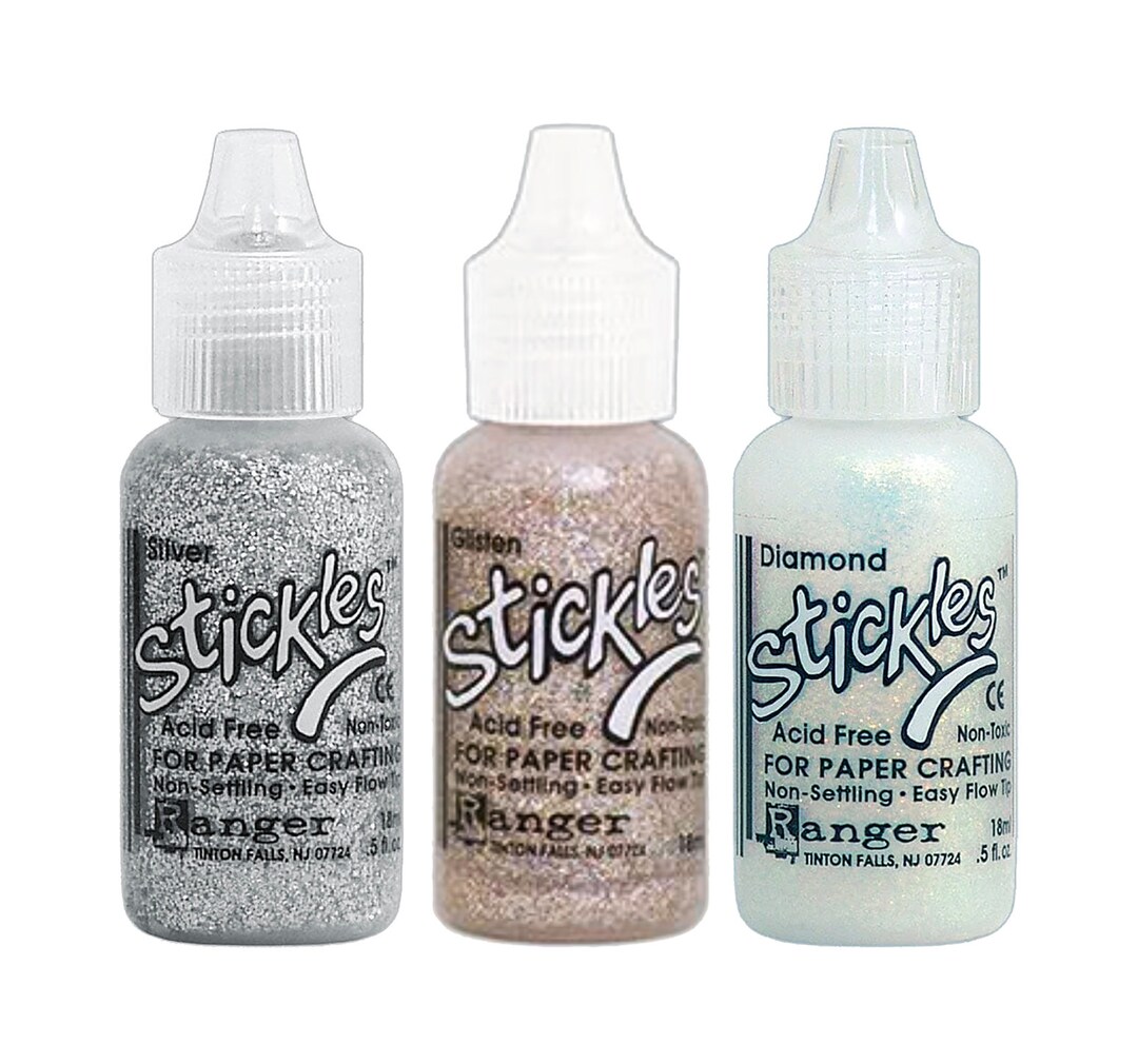 Ranger, Stickles Glitter Glue, 3 Colors, Silver, Glisten Gold, Diamond ...