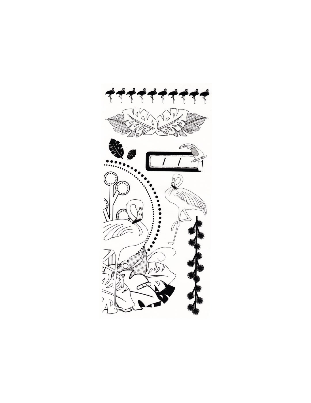 Kaisercraft, Pina Colada, Rub Ons, Flamingo Rub Ons, Date Box, Border ...