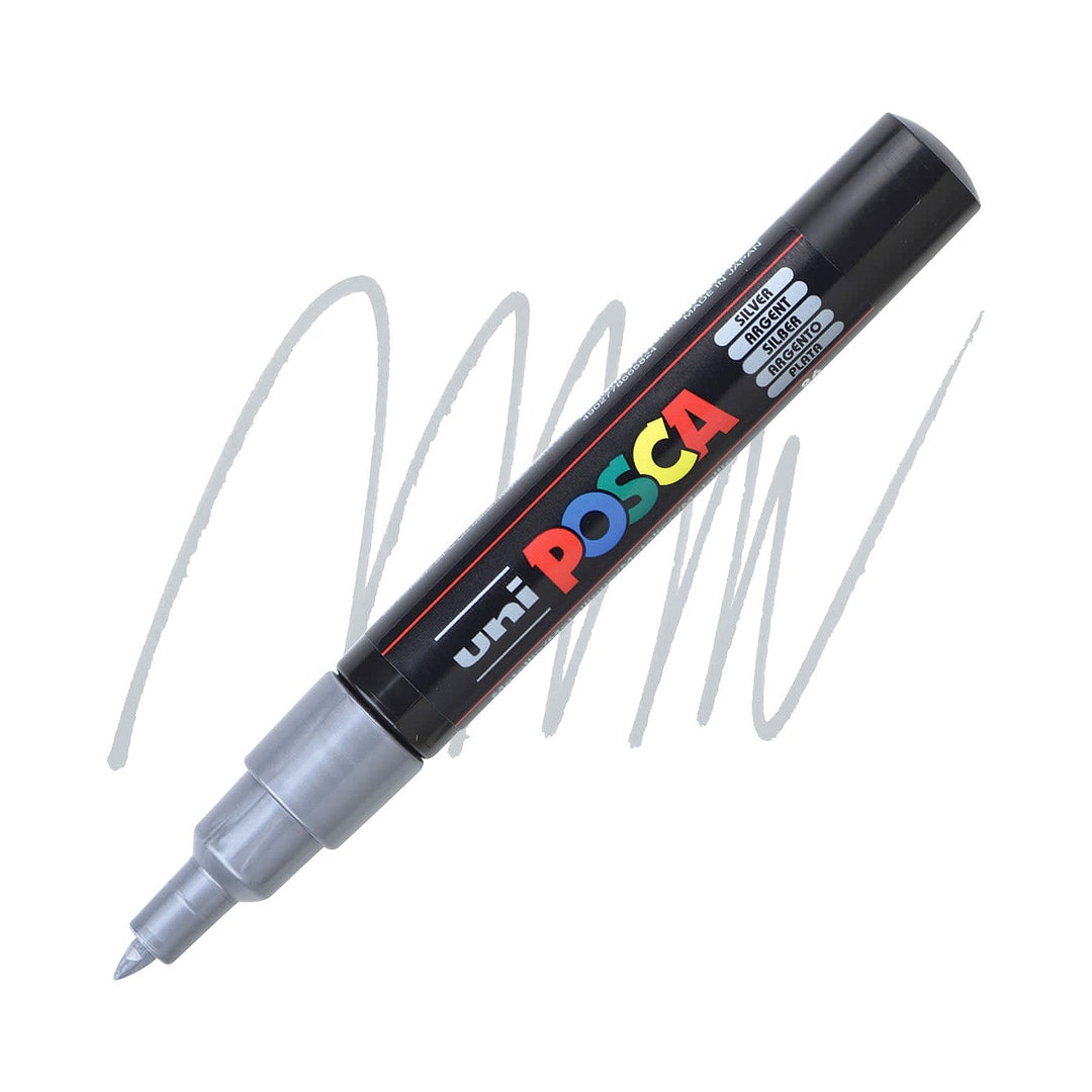 Posca Markers, Paint Marker, Silver Paint, 1M Extra Fine Tip, Opaque ...
