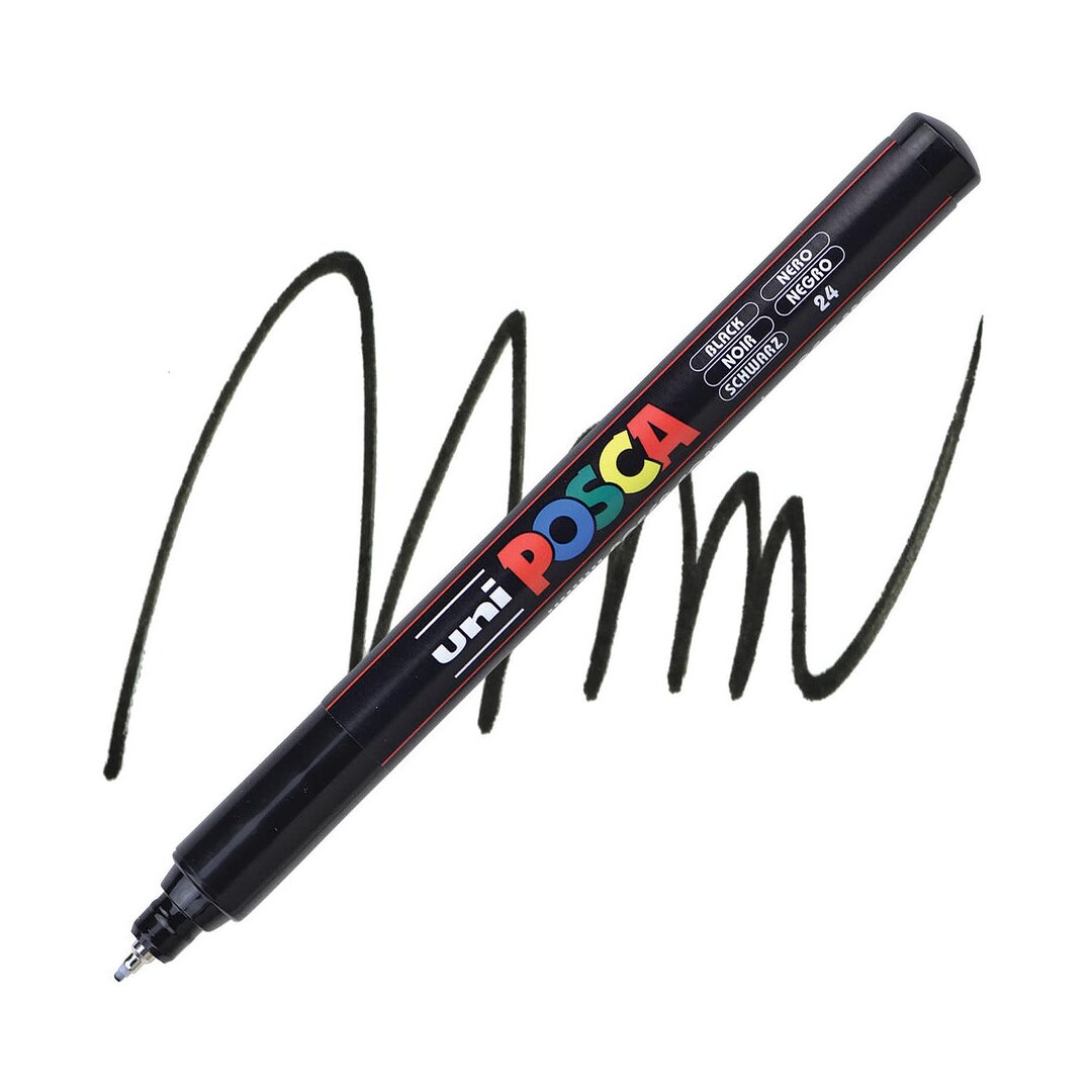 Posca Markers, Paint Marker, Black Paint, 1MR Extra Fine, Ringed in ...