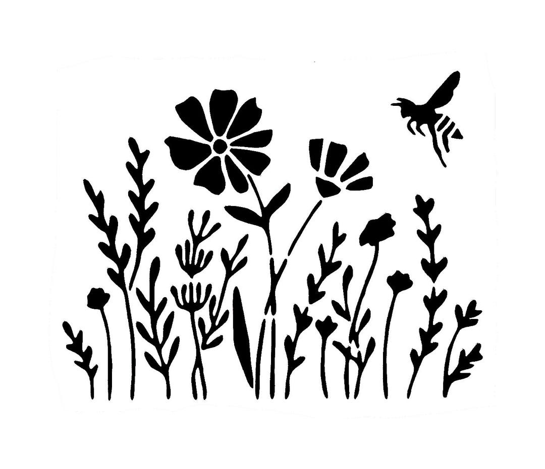 Really Great Stencils, Bee Meadow Stencil, 5 X6", Flowers, Card Front ...