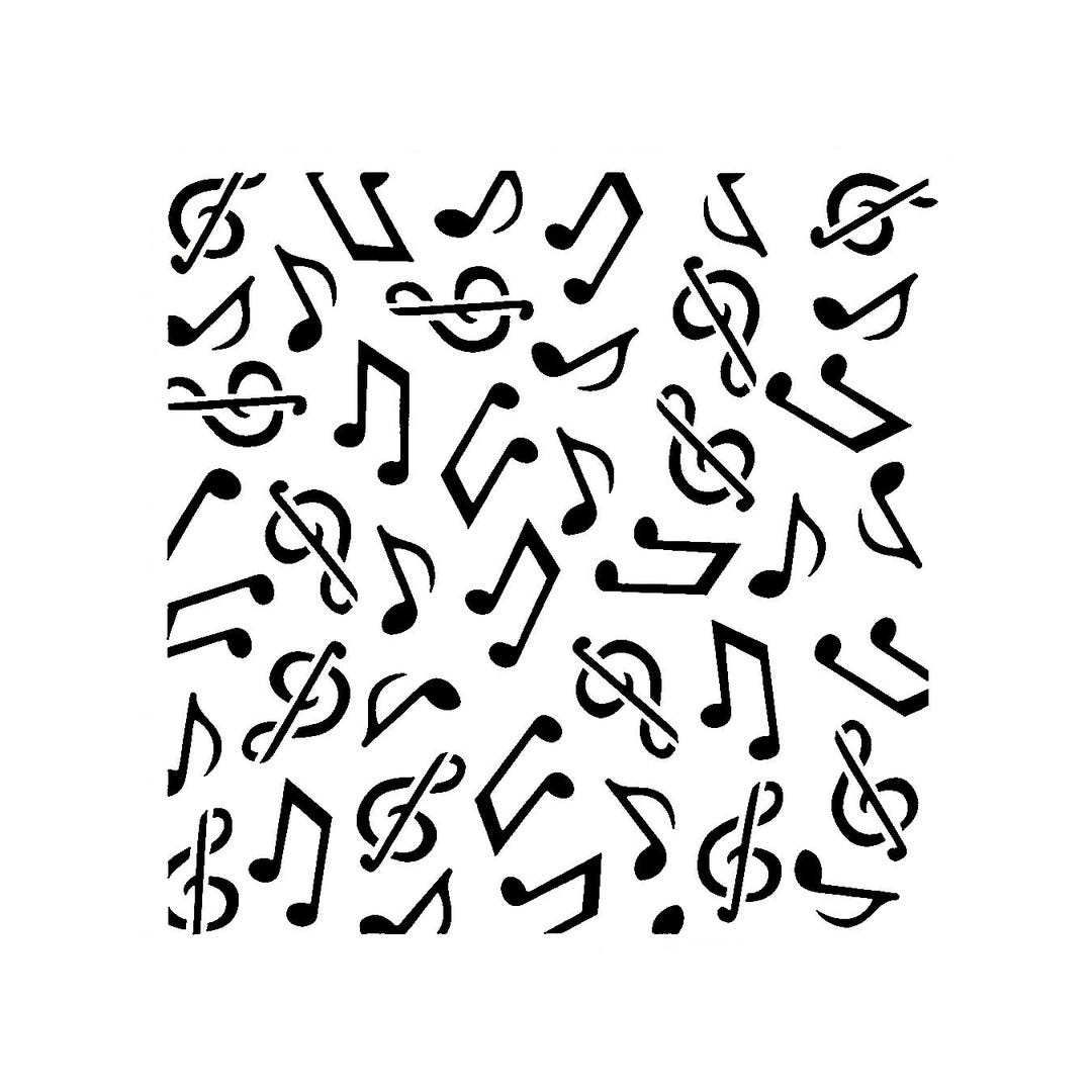 Really Great Stencils, Music Notes 1 Stencil, 5.9x5.9", Background ...