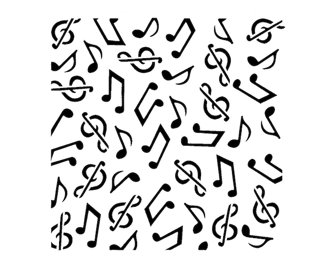 Really Great Stencils, Music Notes 1 Stencil, 5.9x5.9", Background ...