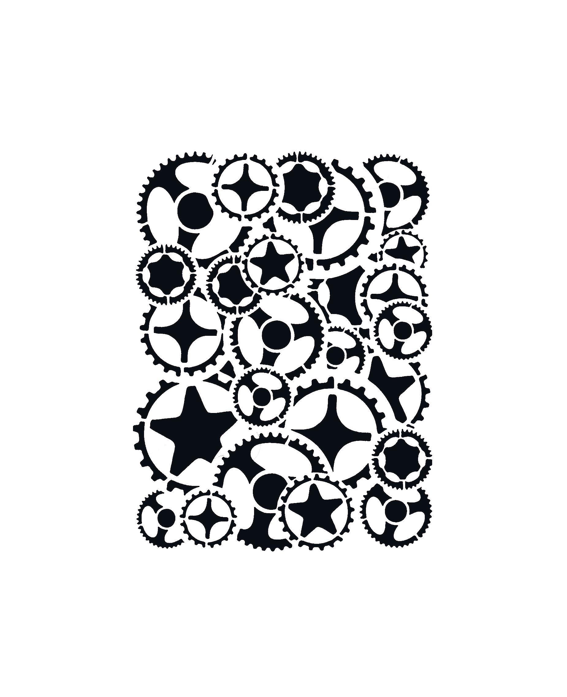 Really Great Stencils, Gears Collage 2 Stencil, 4.5x6.5