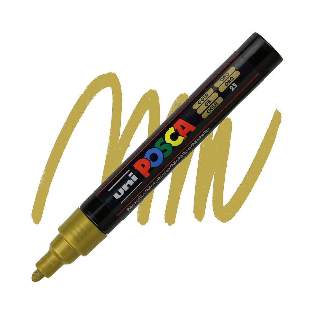 Posca Markers, Paint Marker, Gold Paint, 5M Medium Tip, Opaque Ink ...