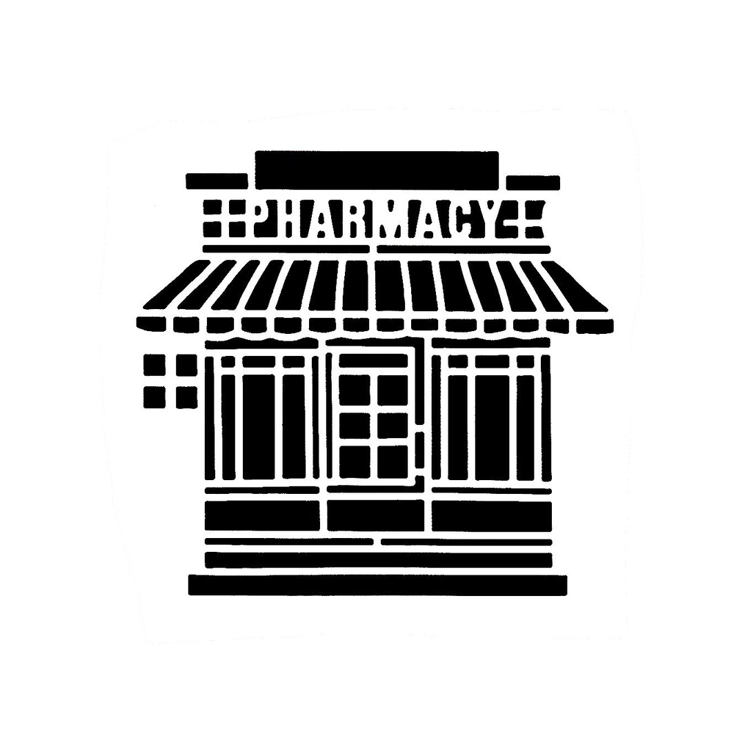 Really Great Stencils, Pharmacy Stencil, 6x6", Store, Building, Main ...