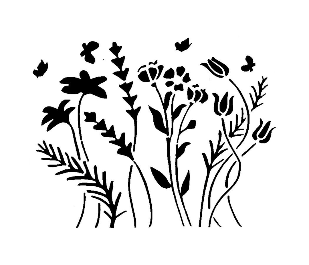 Really Great Stencils, Tall Flowers 2 Stencil, 4x6", Wildflowers ...