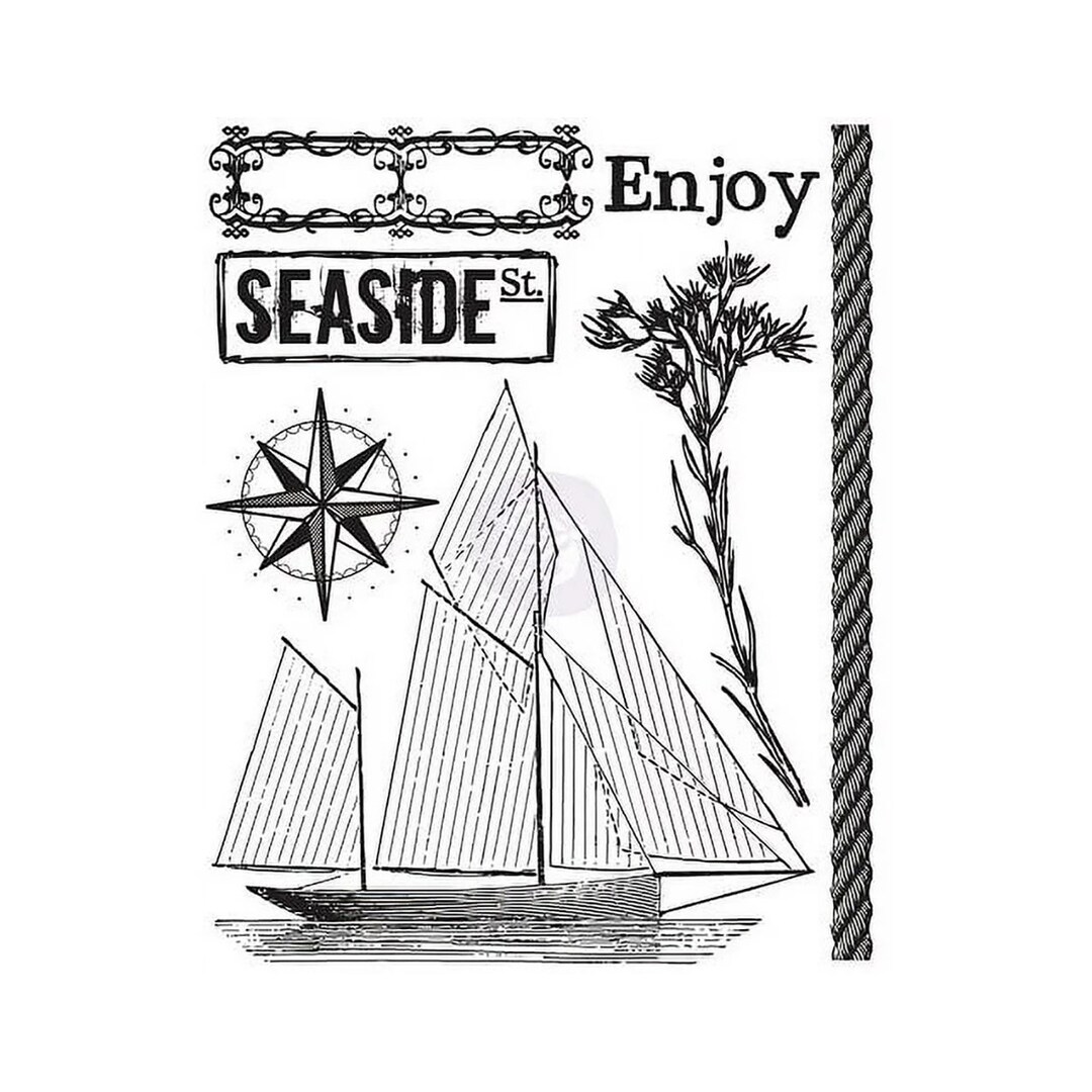 Prima, Clear Acrylic Stamps, Seashore 1, Sailboat Stamp, Compass Stamp ...