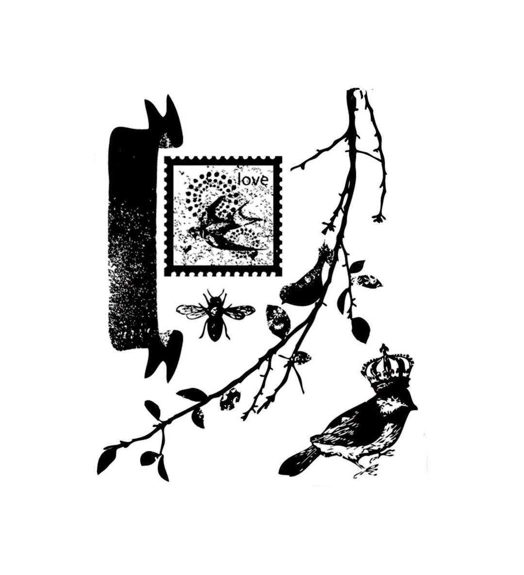 Prima, Songbird Collection, Clear Stamps, Bird on Branch, Bird Stamps ...