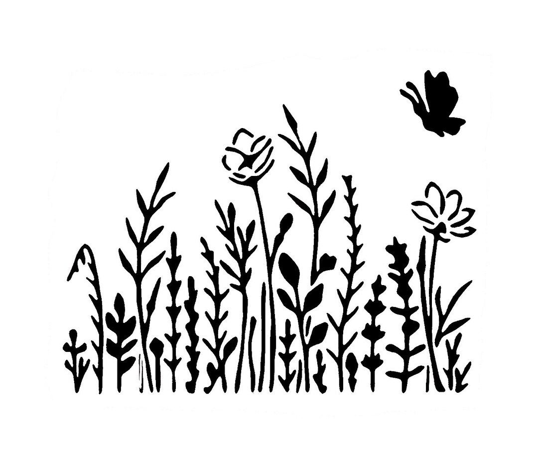 Really Great Stencils, Butterfly Meadow 1 Stencil, 5 X6", Flowers, Card ...