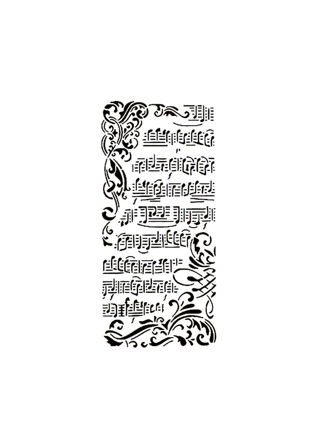 Really Great Stencils, Musical Notes Flourish Stencil, 4.75" X 9.78 ...