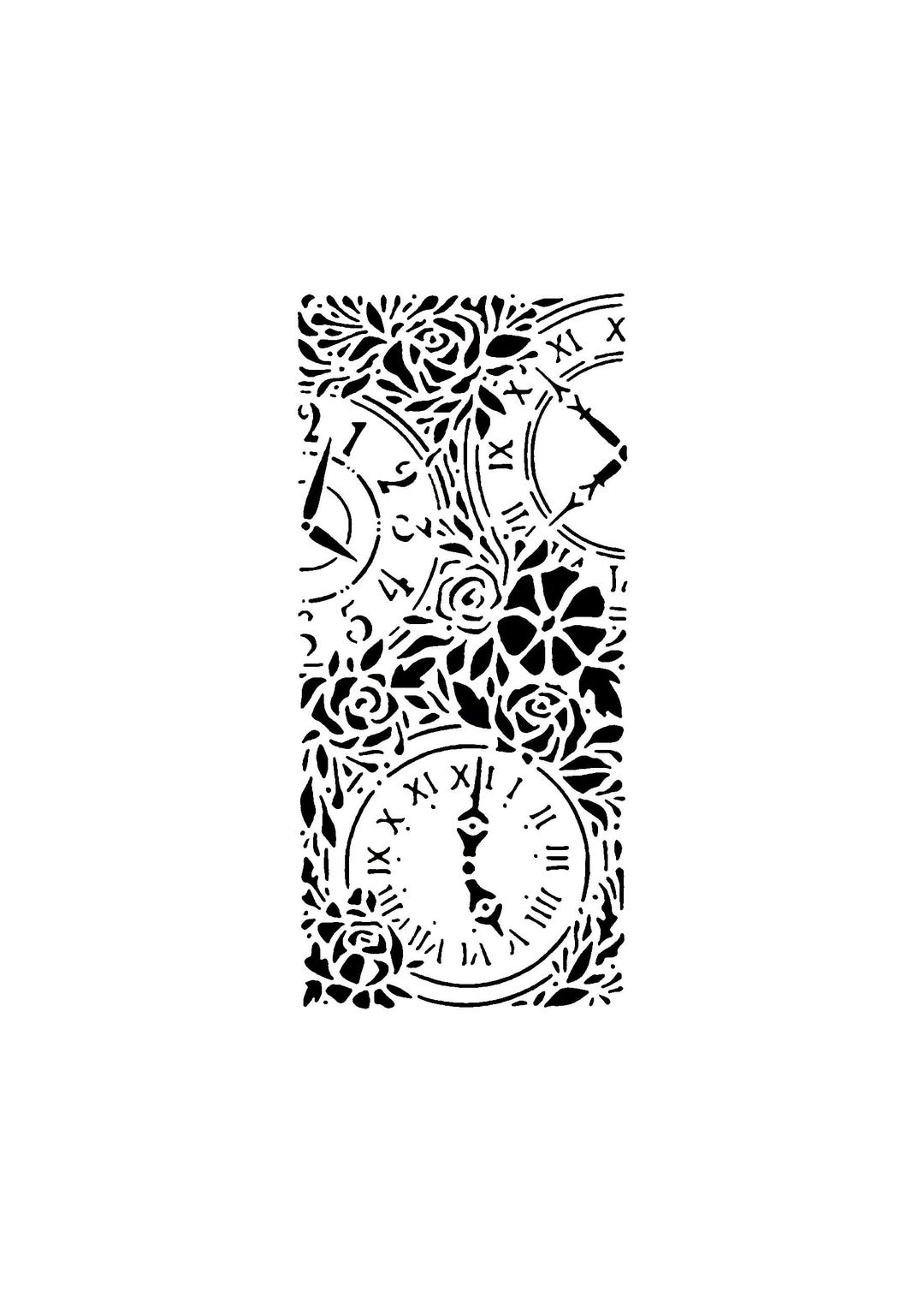Really Great Stencils, Clocks & Roses, Flower Stencil, 4.75" X 9.78 ...