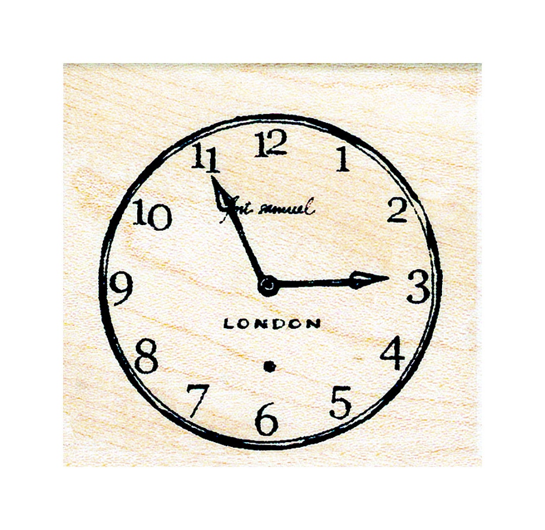 Inkadinkado, Wood Mounted Rubber Stamp, Clock Stamp, Clock Face Stamp ...