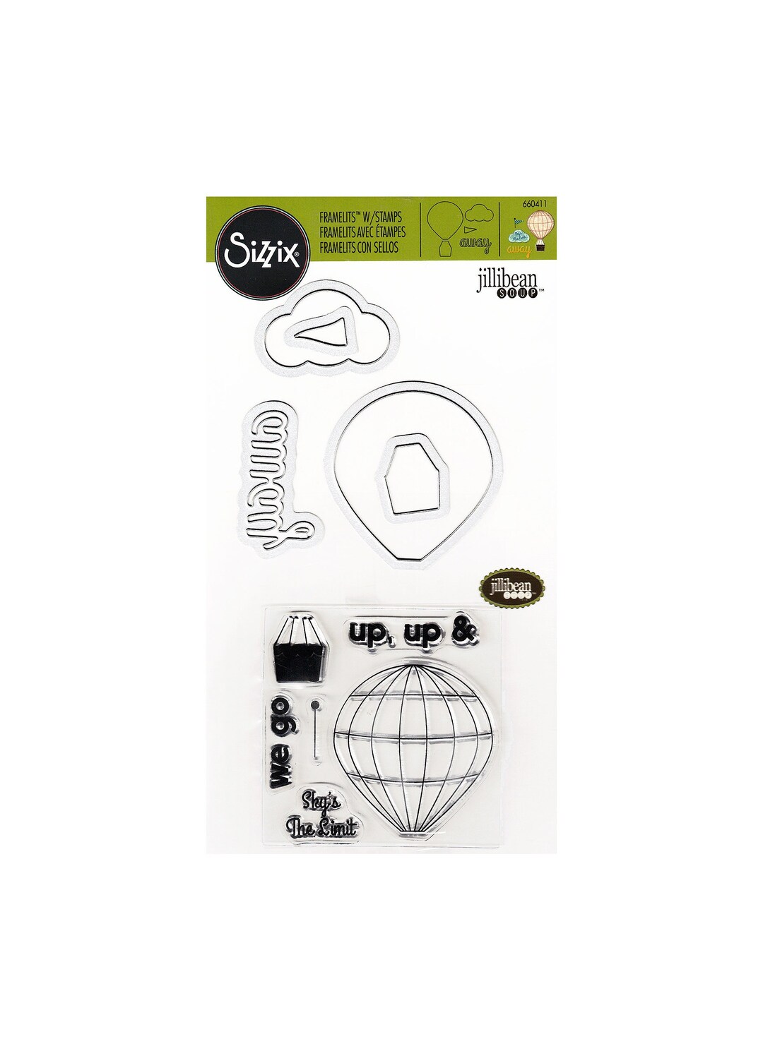 Sizzix, Framelits Dies, Hot Air Balloon Dies, Jillibean Soup, 5 Dies, Hot Air Balloon Stamp ...
