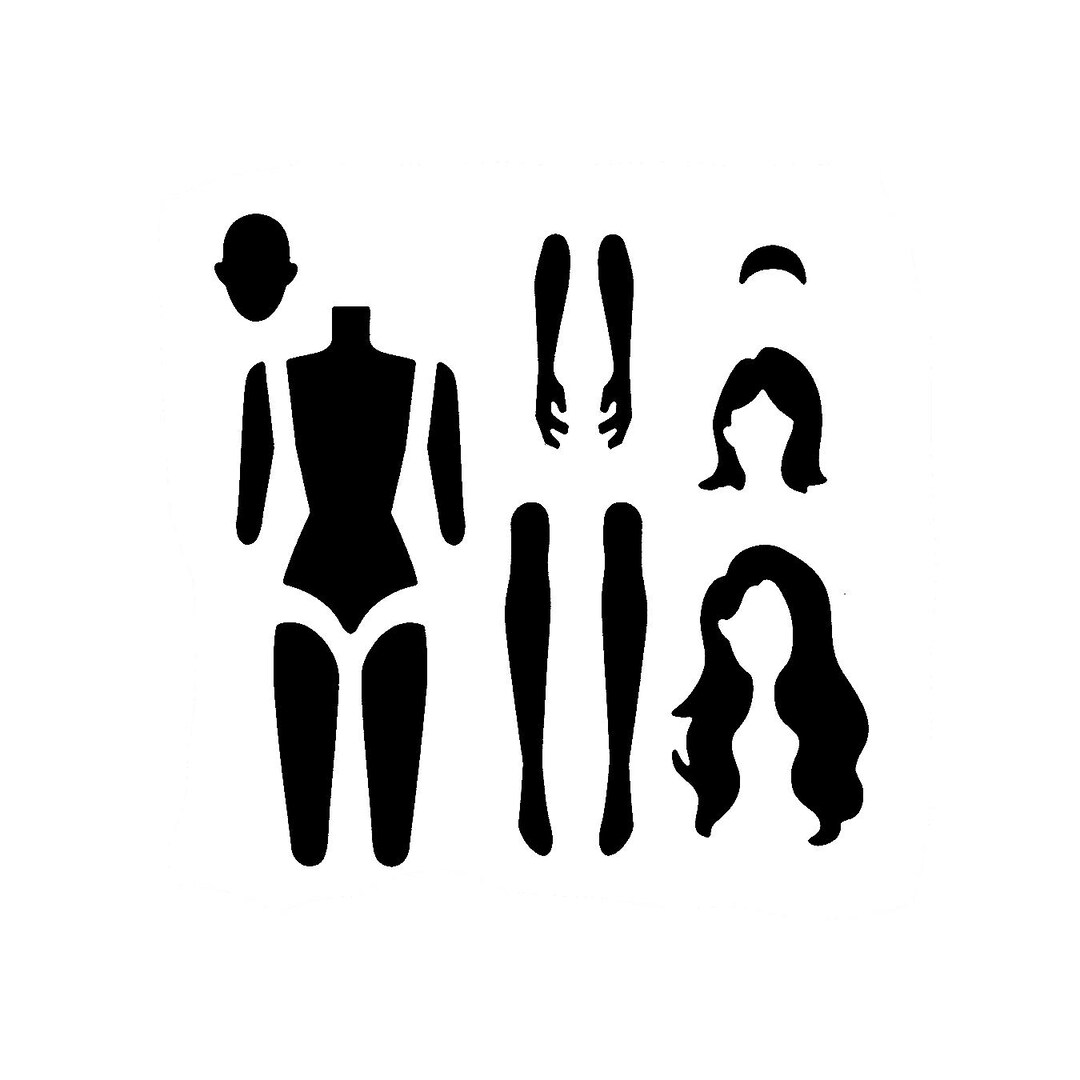 Really Great Stencils, Female Paper Doll Stencil, 6x6", Doll Builder ...
