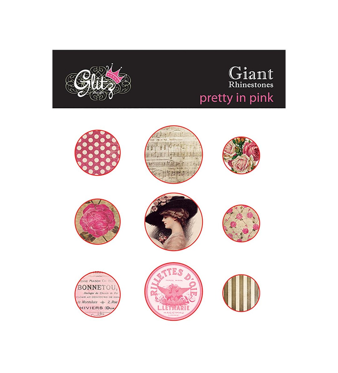Glitz Design, Pretty in Pink, Giant Rhinestones, Enamel Embellishments ...