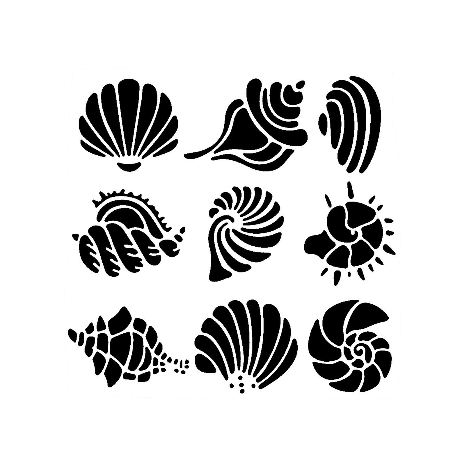 Really Great Stencils, Seashells 1 Stencil, 7x7", Sea Life, Silhouettes ...