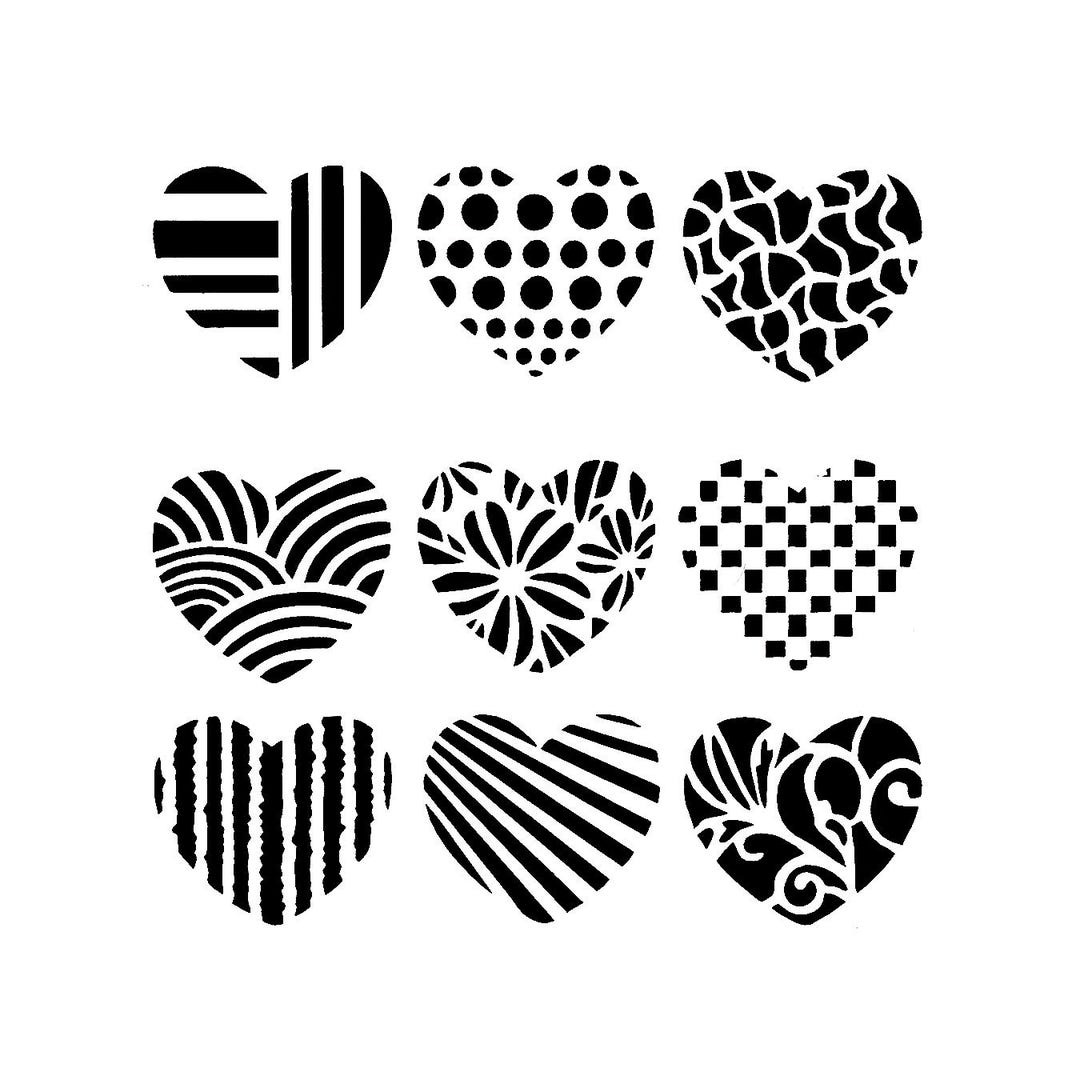 Really Great Stencils, Heart Patterns Stencil, 6x6", Background ...