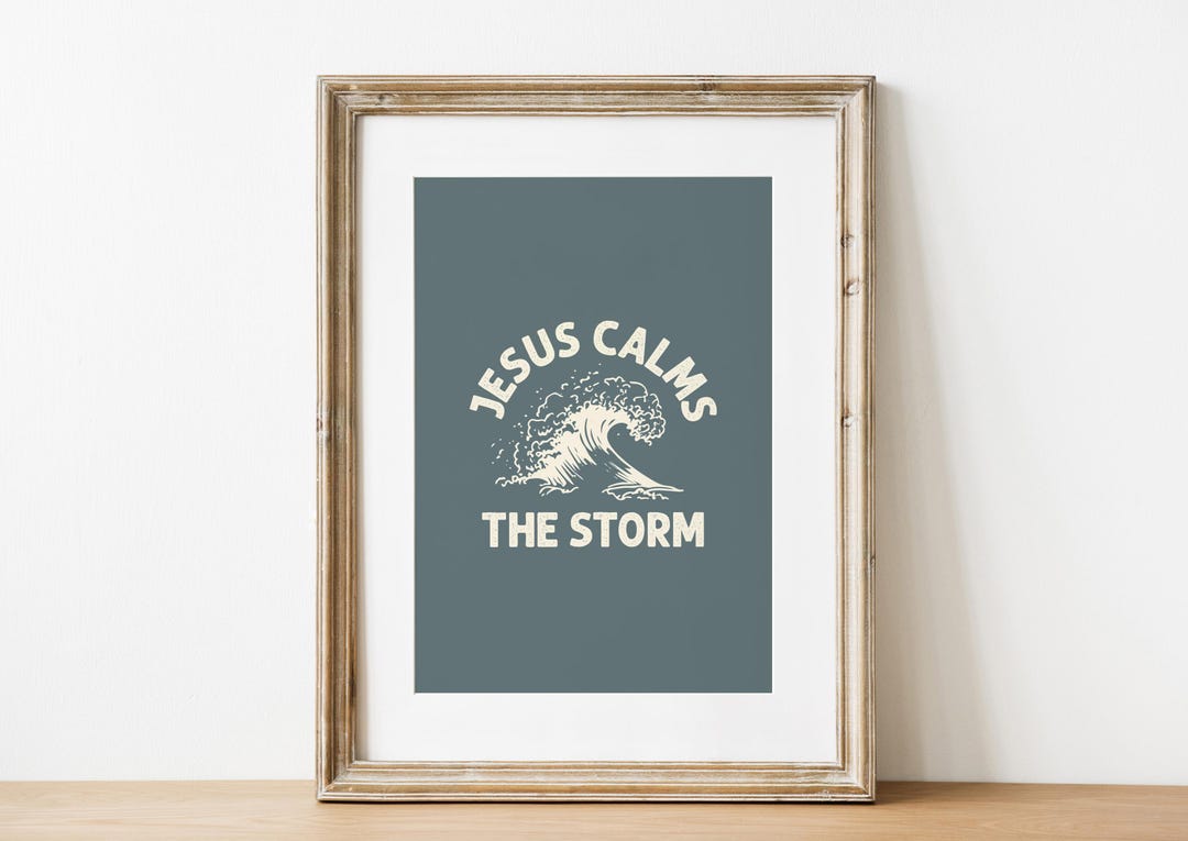 Jesus Calms the Storm Wall Art, Trendy Christian Print, Coastal Cowboy ...