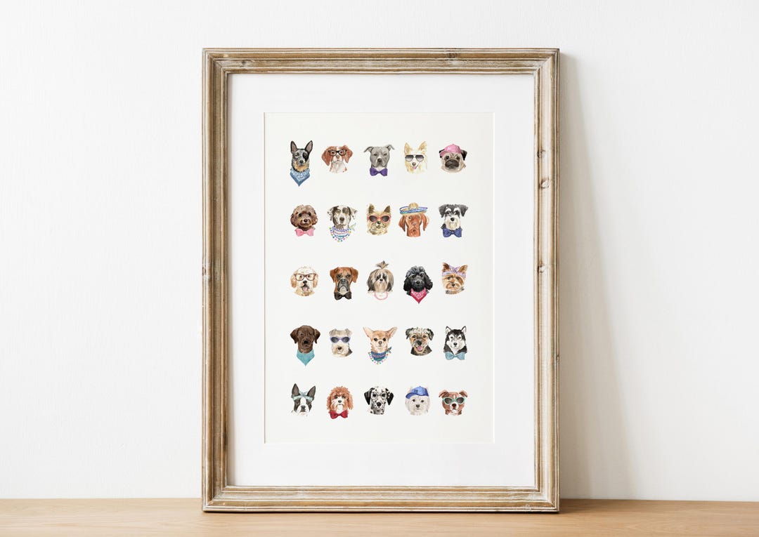 Funny Dog Print, Watercolor Dog Printable Wall Art, Puppy Poster, Pet ...