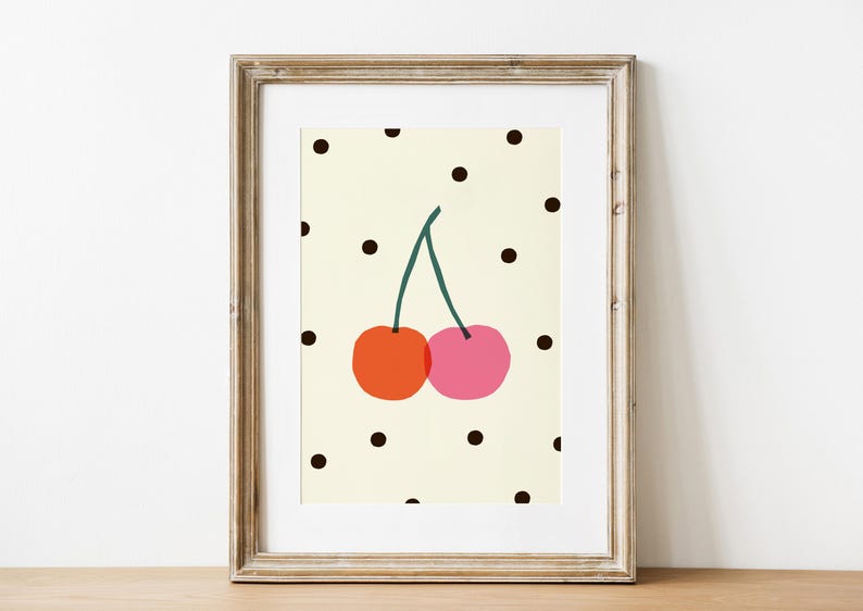 Cherry Fruit Printable Wall Art, Boho Nursery Print, Kids Room Decor ...