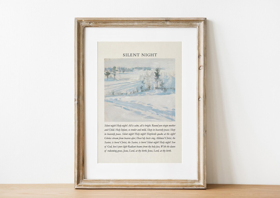 Silent Night Printable Christian Wall Art, Vintage Christmas Decor ...