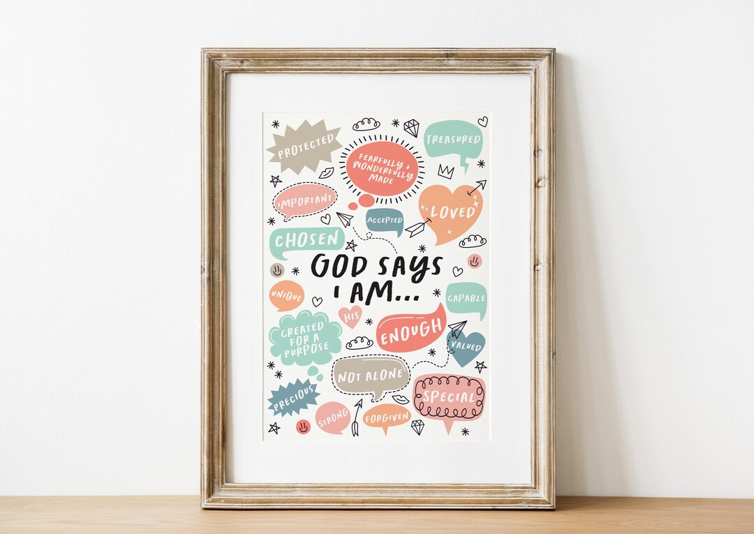 Christian Affirmation Poster, Inspirational Saying Wall Art, Teen Room ...