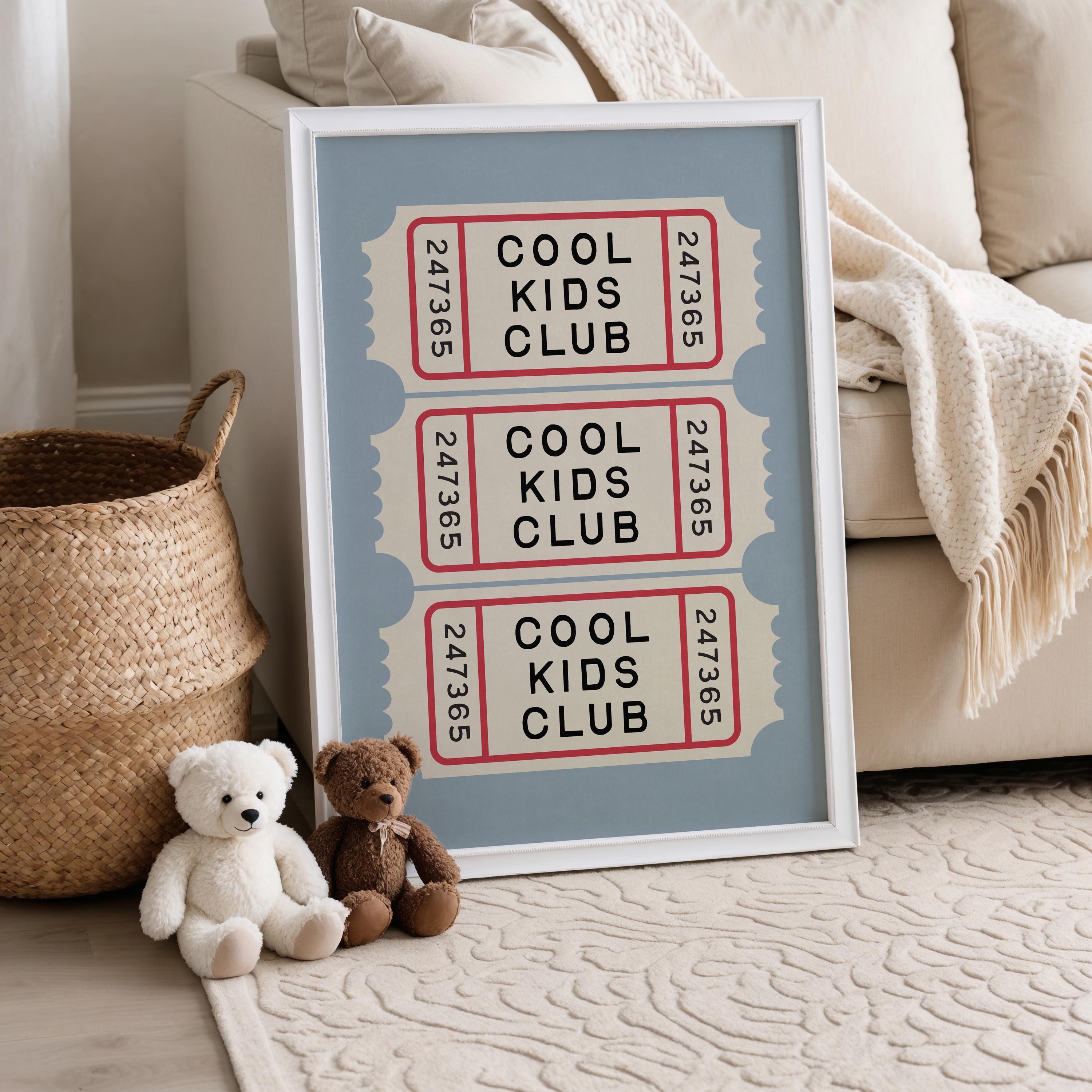 Cool Kids Club Ticket Stub Poster, Digital Download Wall Art, Retro ...