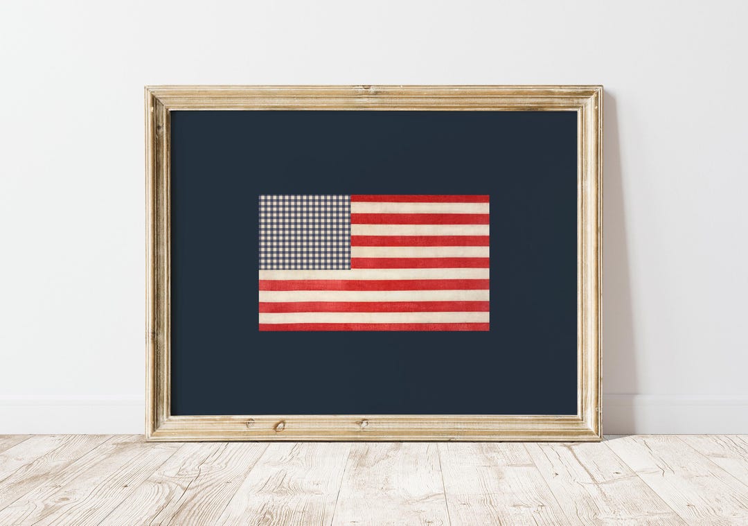 Preppy American Flag Downloadable Art, USA Wall Art, Fourth of July USA ...