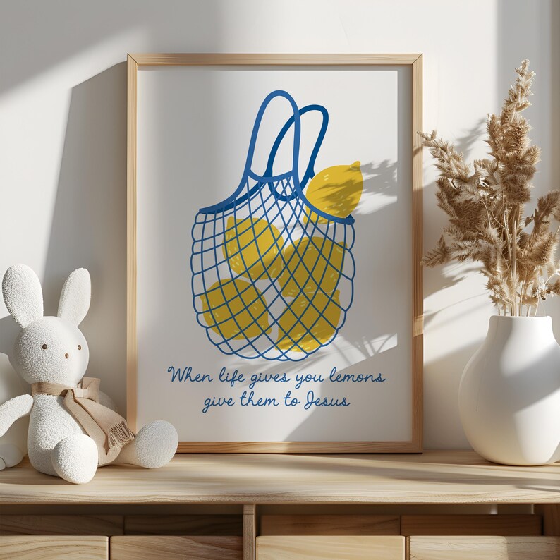 Lemon Christian Wall Art, Fruit Decor, Digital Scripture Print, Nursery ...
