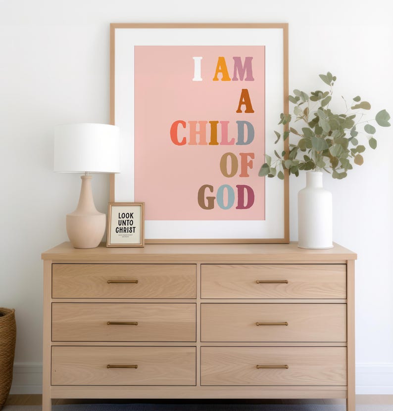 I Am A Child of God Poster, Christian Wall Art, Pink Nursery Decor ...