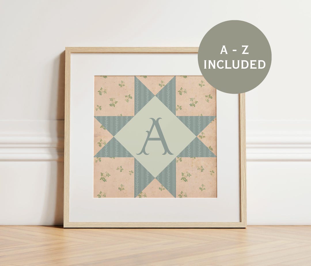 Initial Wall Art, Vintage Quilt Inspired Monogram Girl Nursery Decor ...