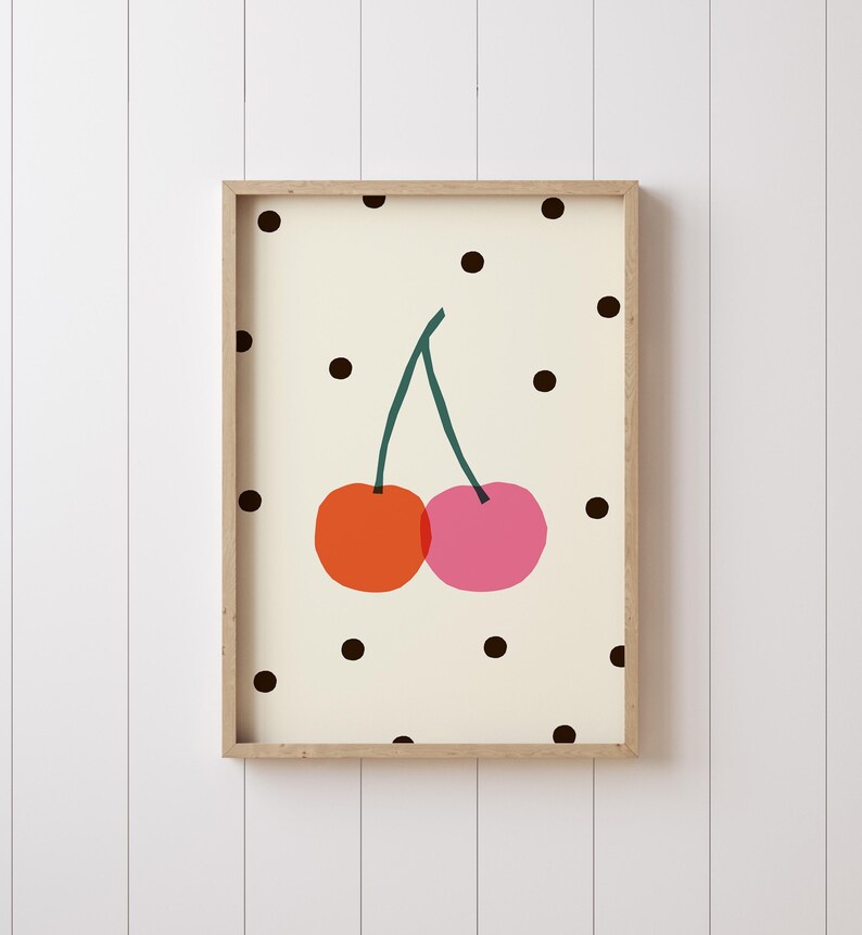 Cherry Fruit Printable Wall Art, Boho Nursery Print, Kids Room Decor ...