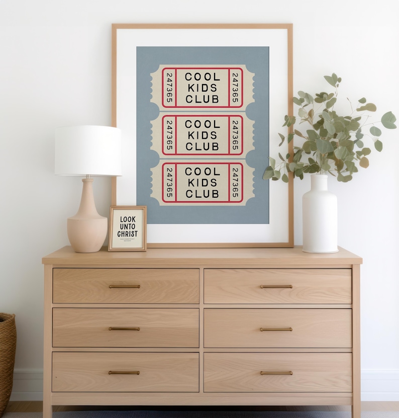 Cool Kids Club Ticket Stub Poster, Digital Download Wall Art, Retro ...
